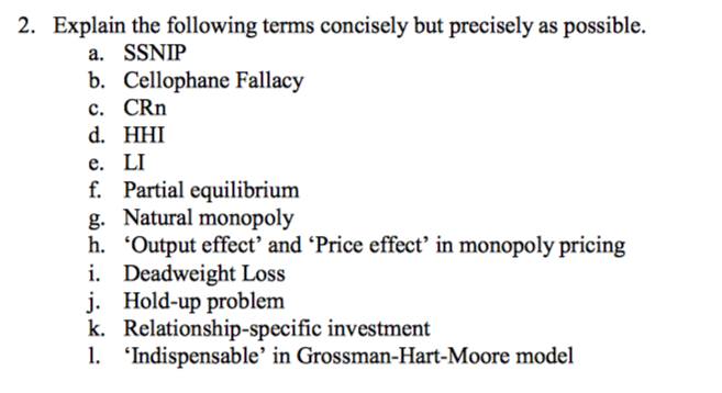 Solved 2. Explain the following terms concisely but | Chegg.com