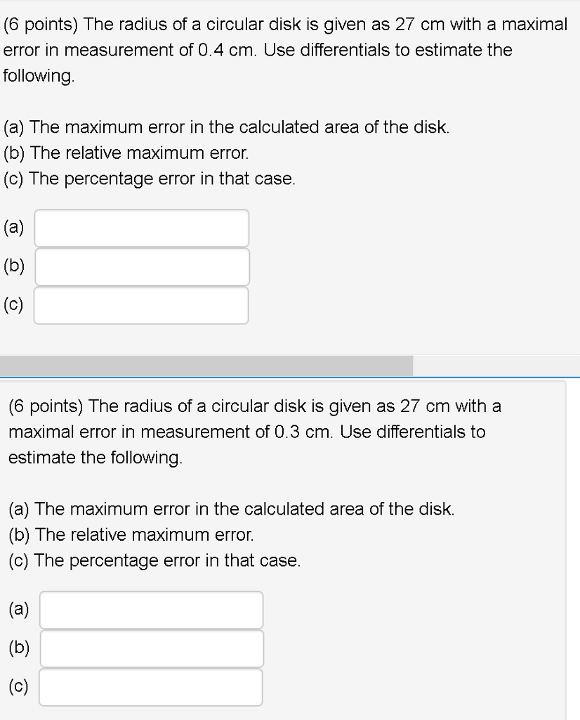 Solved The radius of a circular disk is given as 27 cm with | Chegg.com