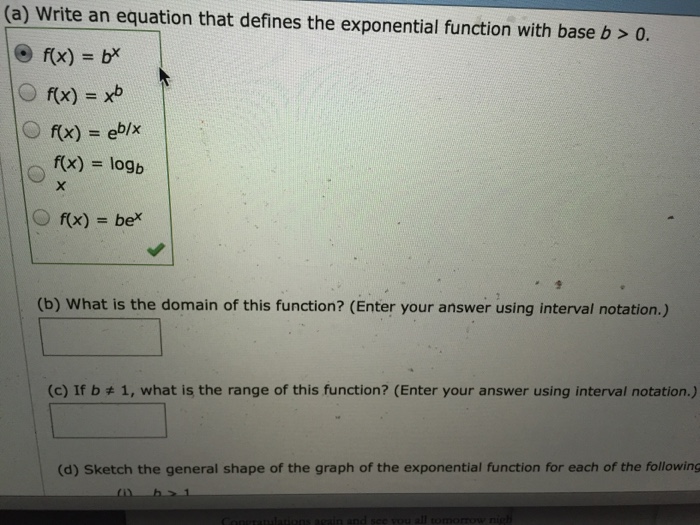Solved a Write An Equation That Defines The Exponential Chegg