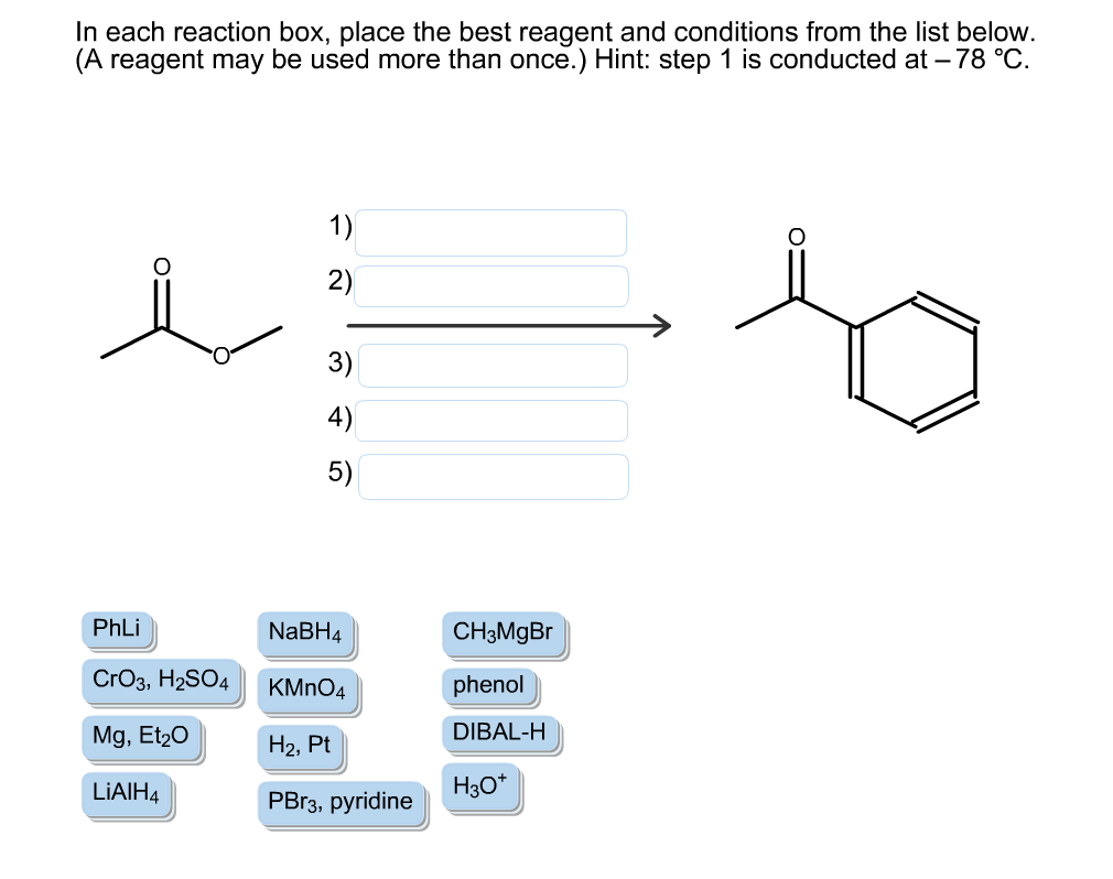 Solved In each reaction box, place the best reagent and | Chegg.com