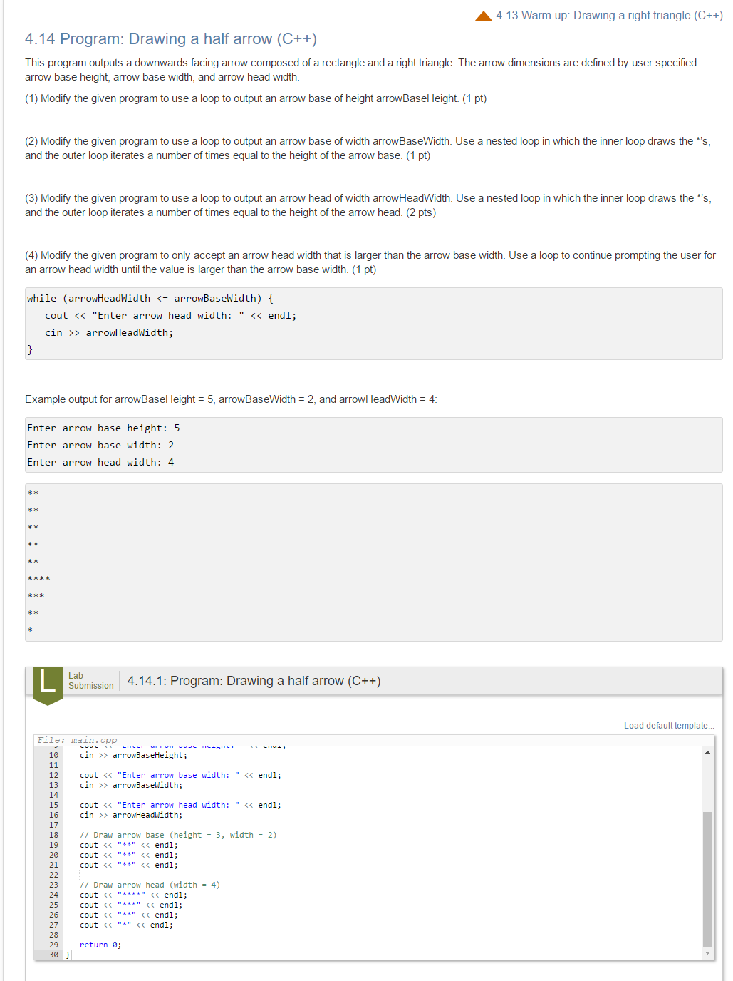 Solved: Drawing half arrow in C++ This program outputs a d Solved: Drawing half arrow in C++ This program outputs a d
