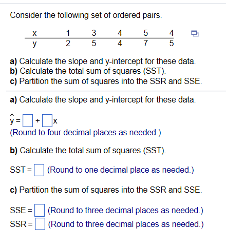Solved Consider the following set of ordered pairs. a) | Chegg.com