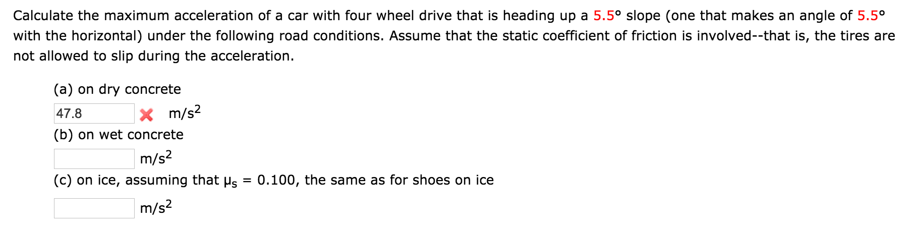 Solved Calculate The Maximum Acceleration Of A Car With Four