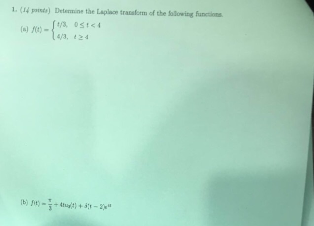 Solved Determine the Laplace transform of the following | Chegg.com
