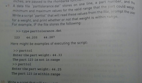 A data file "parttolerance.dat" stores on one line, a | Chegg.com