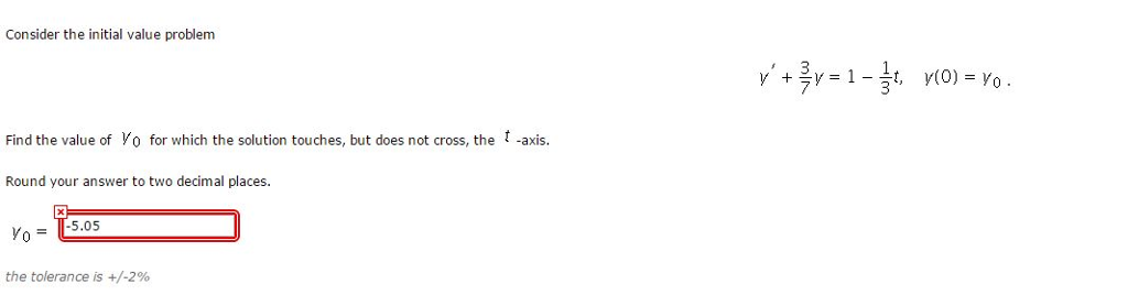 Solved Consider the initial value problem y' + 3/7v = 1 - | Chegg.com