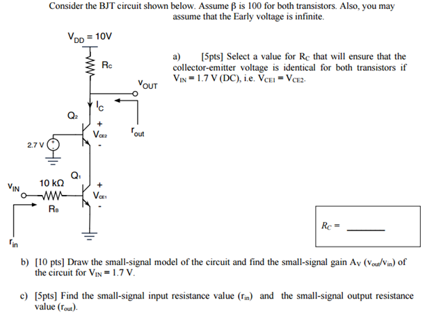 Solved Consider the BJT circuit shown below. Assume beta is | Chegg.com