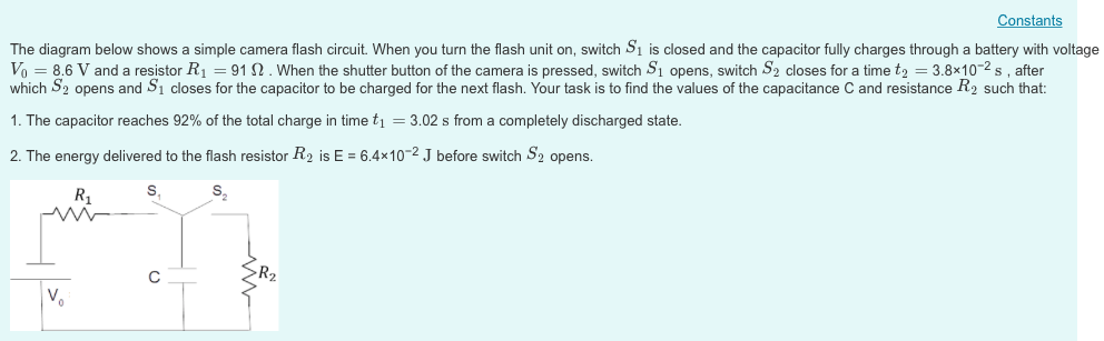 Solved The diagram below shows a simple camera flash | Chegg.com