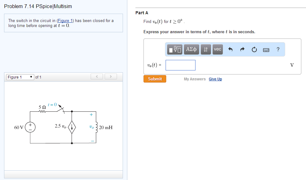 Solved The switch in the circuit in (Figure 1) has been | Chegg.com