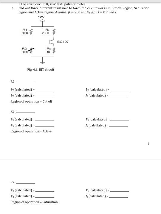 Solved In the given circuit, R is a10 k2 potentiometer Find | Chegg.com