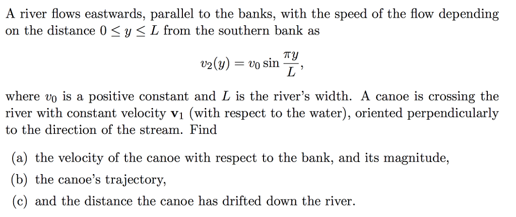 Solved A river flows eastwards, parallel to the banks, with | Chegg.com