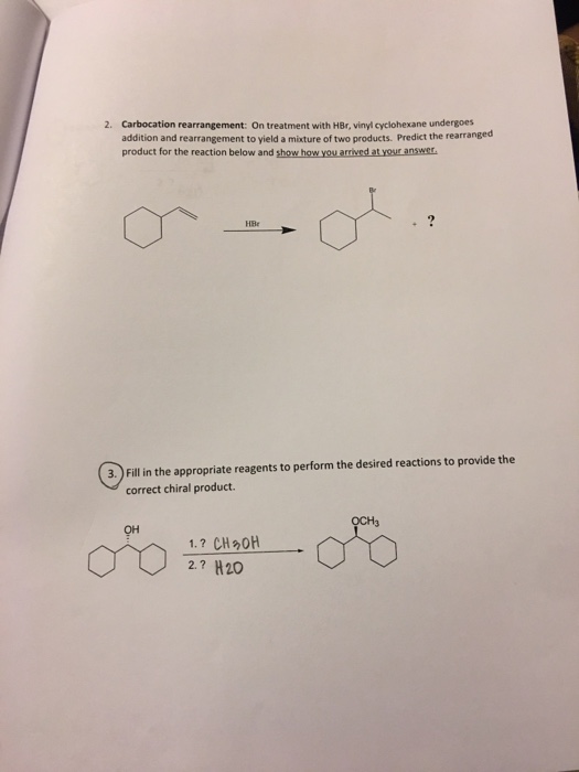 Solved On treatment with HBr, vinyl cyclohexane undergoes | Chegg.com