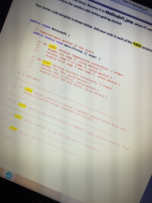 Solved my computer science class is starting methods and I | Chegg.com