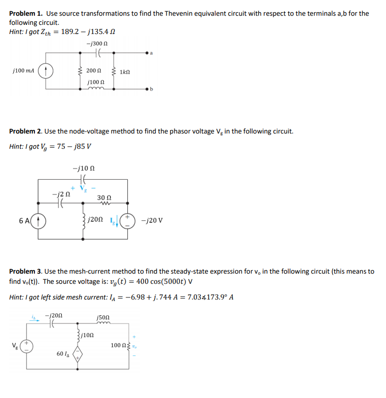 Solved Problem 1. Use source transformations to find the | Chegg.com