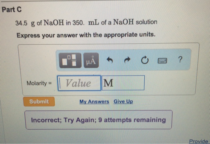 Solved 34.5 g of NaOH in 350. mL of a NaOH solution Express | Chegg.com