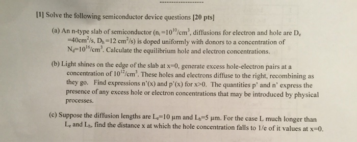 Solved Solve the following semiconductor device questions | Chegg.com