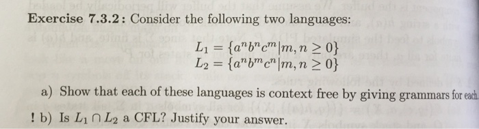 Solved Consider the following two languages: L1 = | Chegg.com