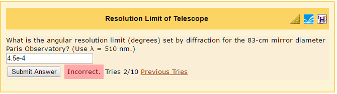 Solved What is the angular resolution limit (degrees) set by | Chegg.com