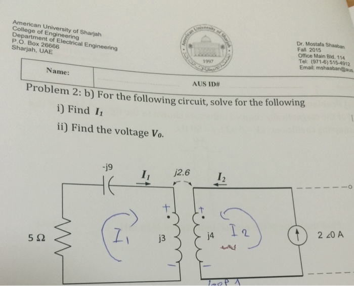 Solved For the following circuit, solve for the following | Chegg.com