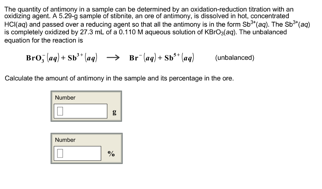 Solved The quantity of antimony in a sample can be | Chegg.com