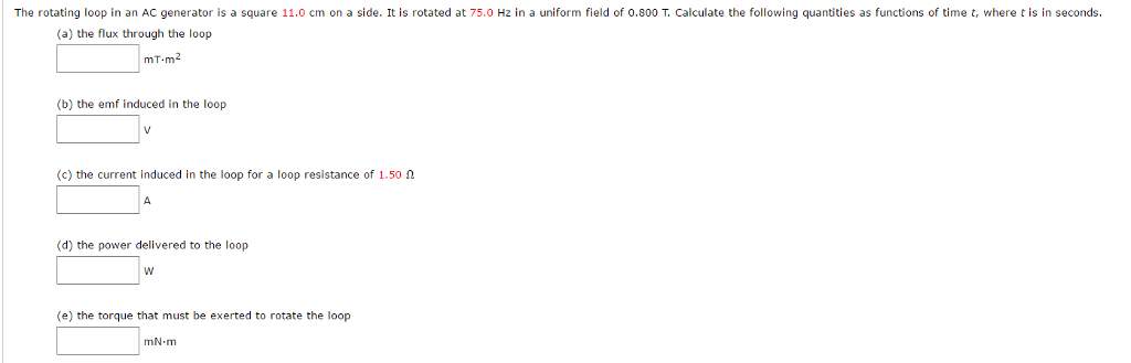 Solved The rotating loop in an AC generator is a square 11.0 | Chegg.com