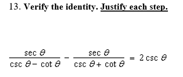 Solved Verify the identity. Justify each step. Sec | Chegg.com