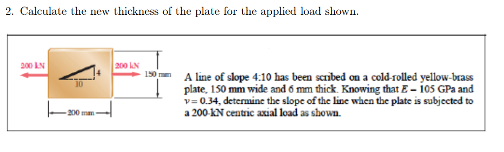 Solved 2. Calculate the new thickness of the plate for the | Chegg.com
