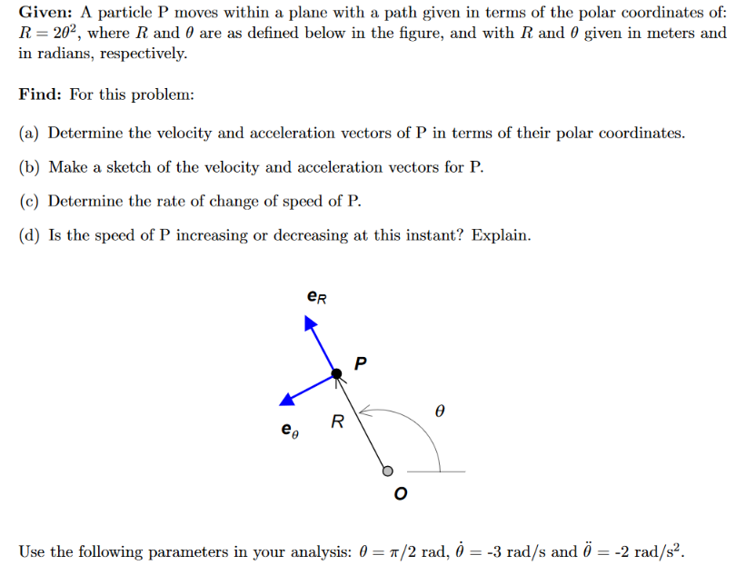Solved Given: A particle P moves within a plane with a path | Chegg.com