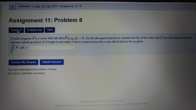Solved webwork / z engr 233 fall 2017/ assignment 11/8 | Chegg.com