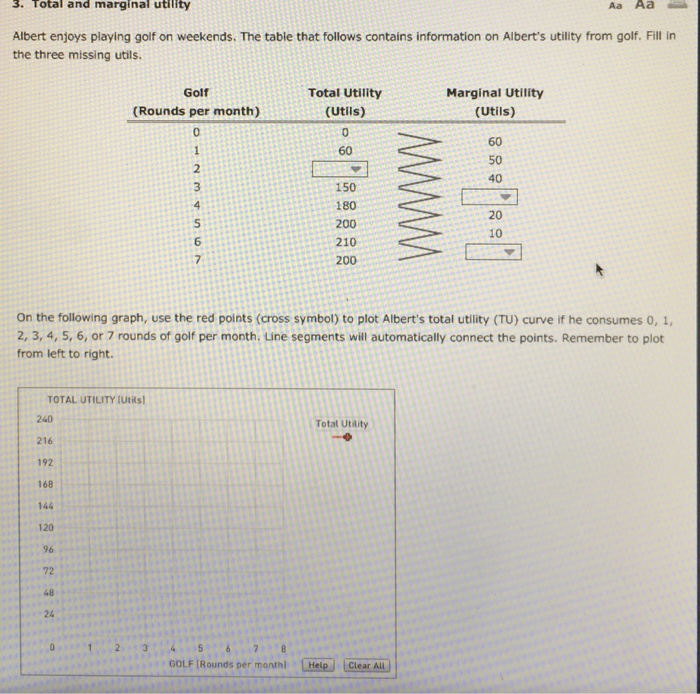 Solved 3. Total and marginal utility Aa Aa Albert enjoys | Chegg.com