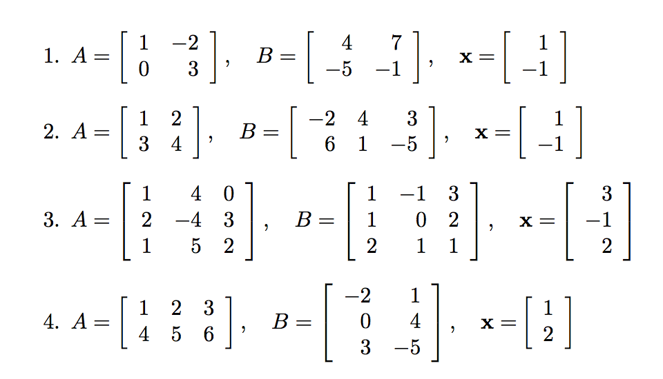 Solved In Problems 1-4 find (a) A+B, (b) A?3B, (c) AB, (d) | Chegg.com