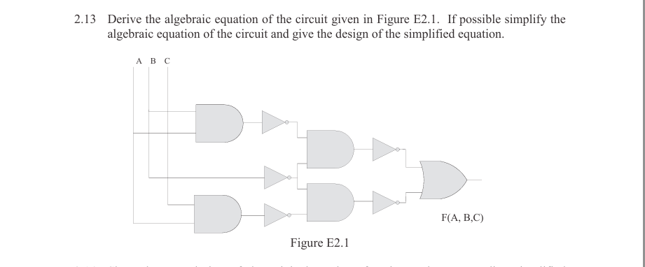 Solved 2.13 Derive the algebraic equation of the circuit | Chegg.com