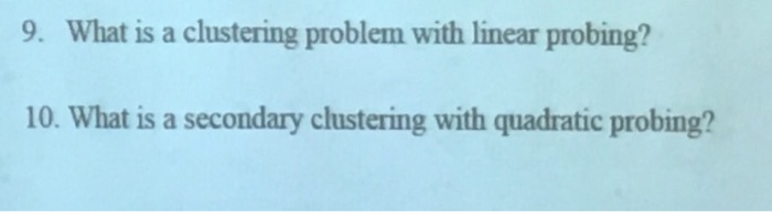 Solved 9. What is a clustering problem with linear probing? | Chegg.com