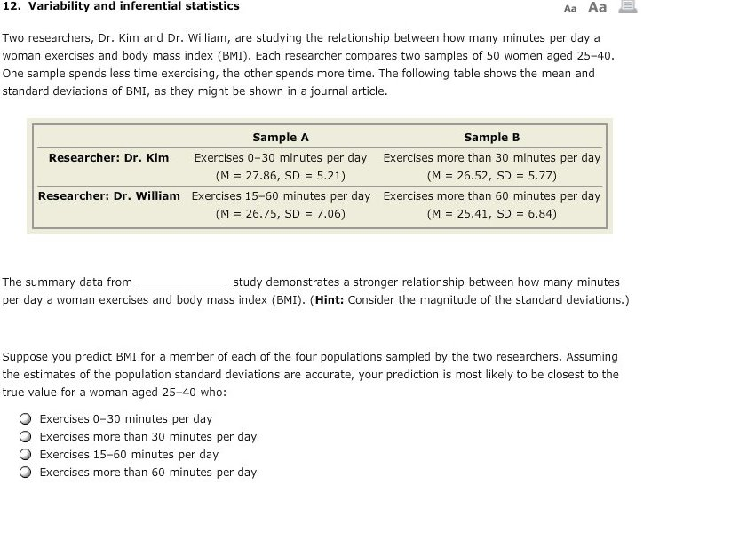 Solved 12. Variability and inferential statistics Two | Chegg.com Solved 12. Variability and inferential statistics Two | Chegg.com