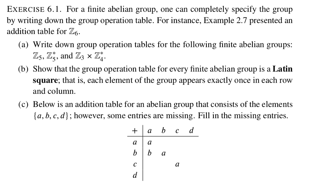 ExErCISE 6 1 For A Finite Abelian Group One Can Chegg