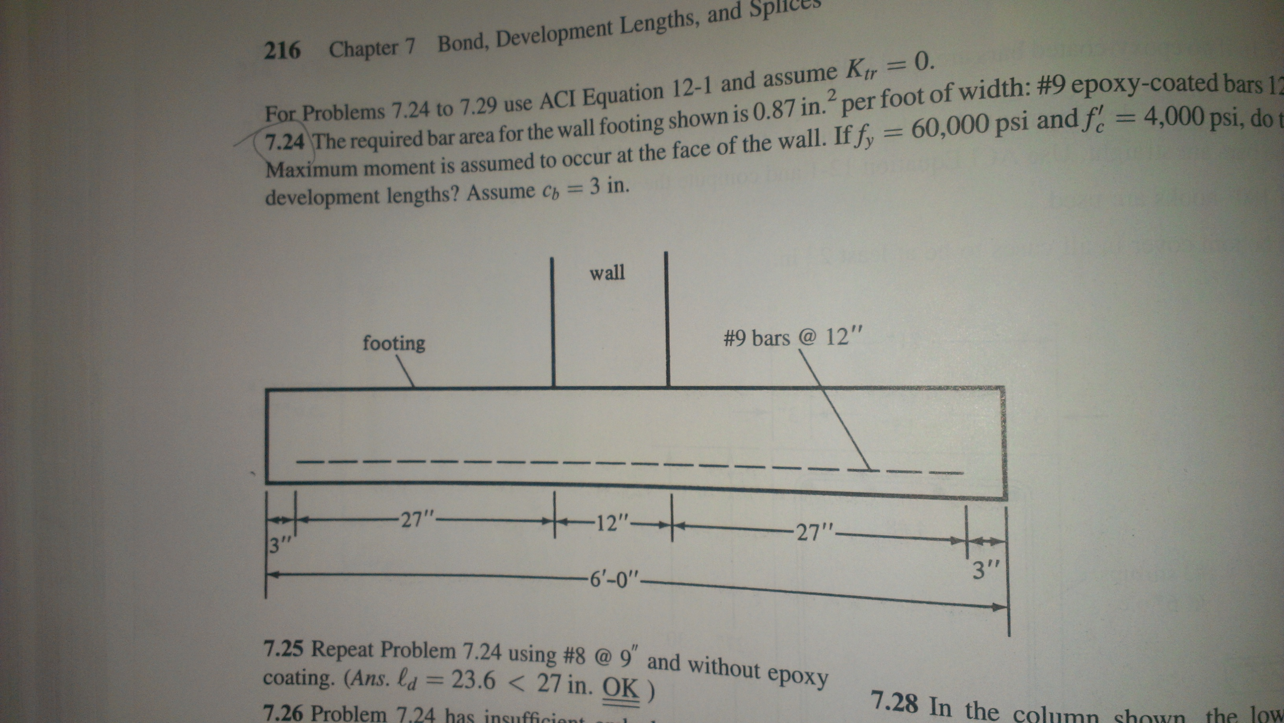 the required bar area for the wall footing shown is | Chegg.com
