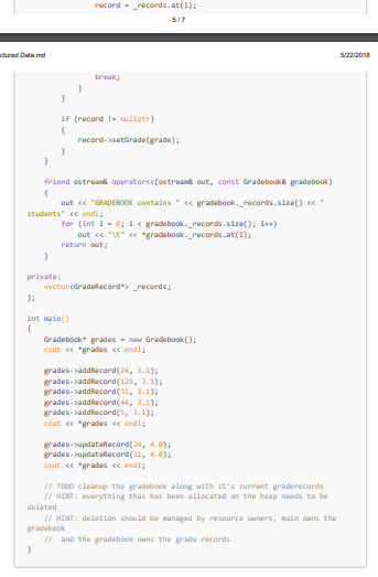 Solved 4. The following program represents a gradebook in | Chegg.com