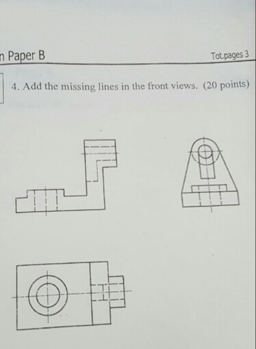 Solved Add The Missing Lines In The Front Views