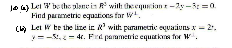 Solved lo a) Let W be the plane in R3 with the equation | Chegg.com