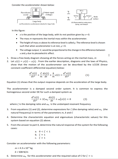 Solved Consider the accelerometer shown below: signal | Chegg.com