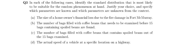 Solved In each of the following cases, identify the standard | Chegg.com