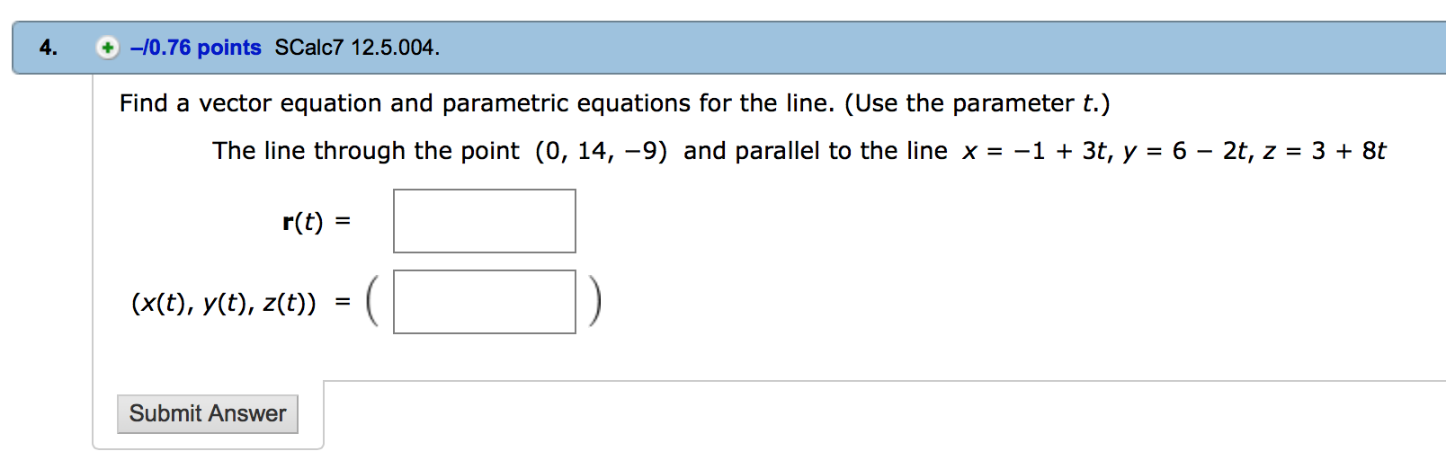 Solved Find A Vector Equation And Parametric Equations For