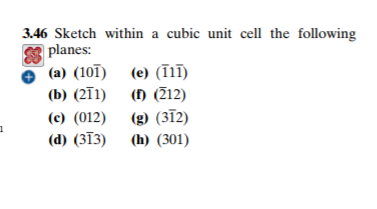 Solved Sketch within a cubic unit cell the following planes: | Chegg.com