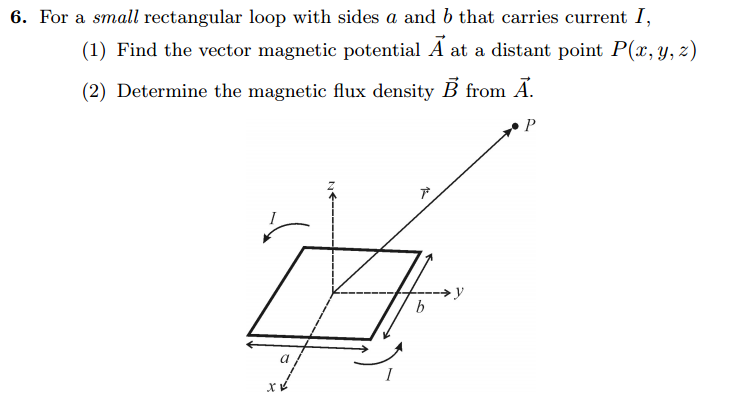 Solved For a small rectangular loop with sides a and b that | Chegg.com