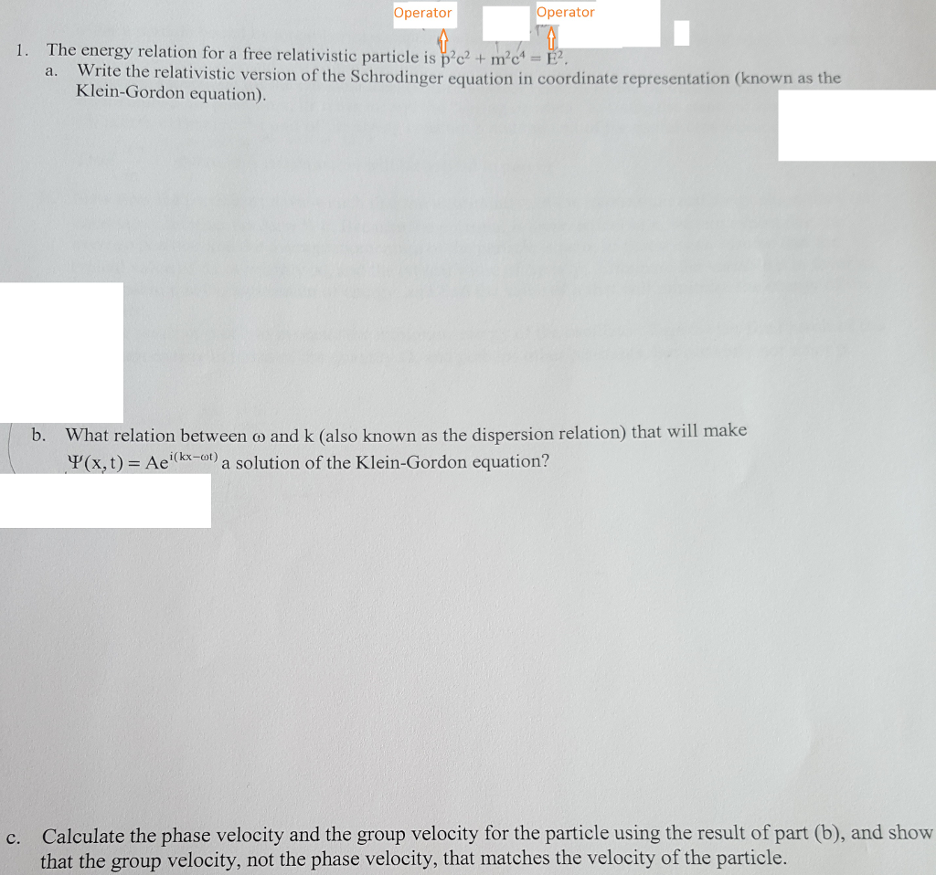 Solved The energy relation for a free relativistic particle | Chegg.com