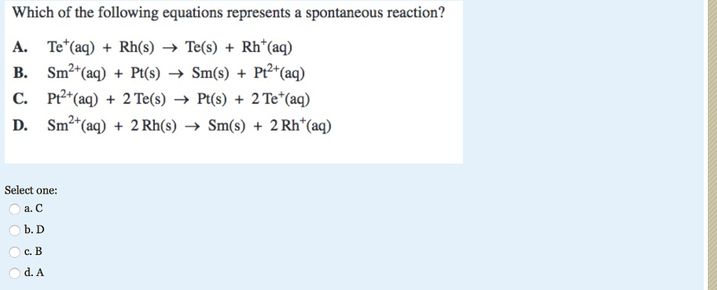 Solved Which of the following equations represents a | Chegg.com
