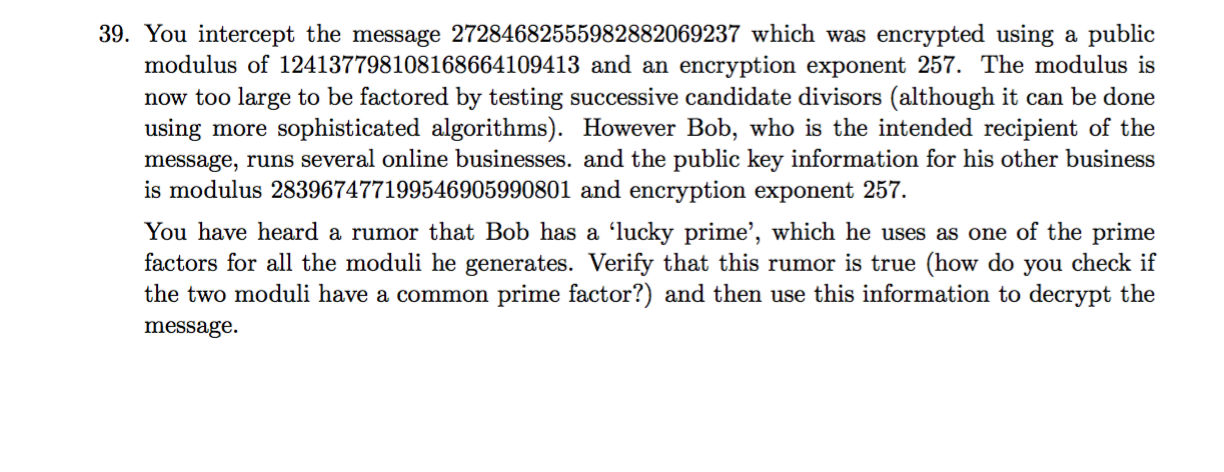 You intercept the message 27284682555982882069237 | Chegg.com