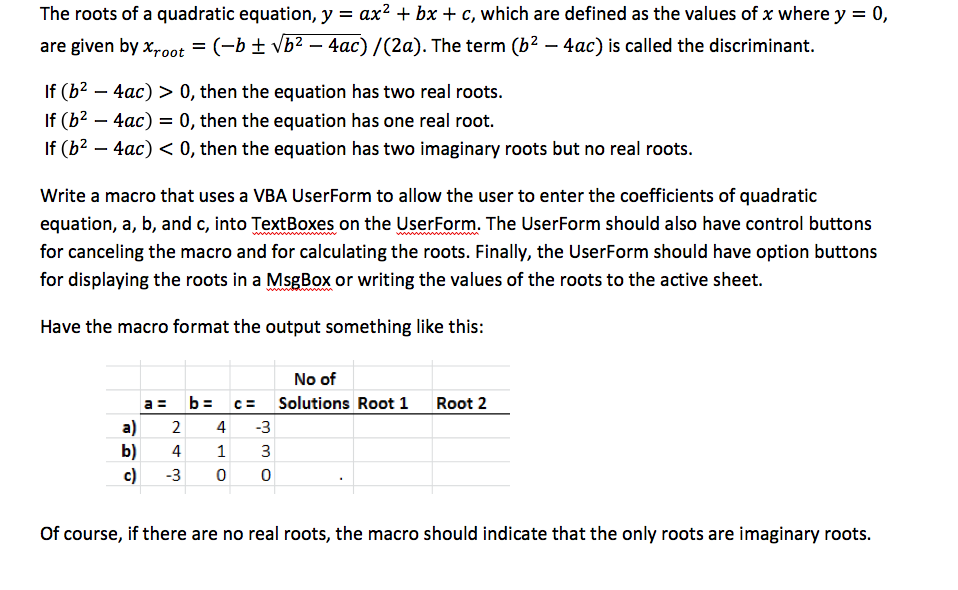 The roots of a quadratic equation, y- ax2 + bx +c, | Chegg.com