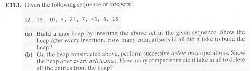 Solved E11.1. Given the following sequence of integers: 12, | Chegg.com