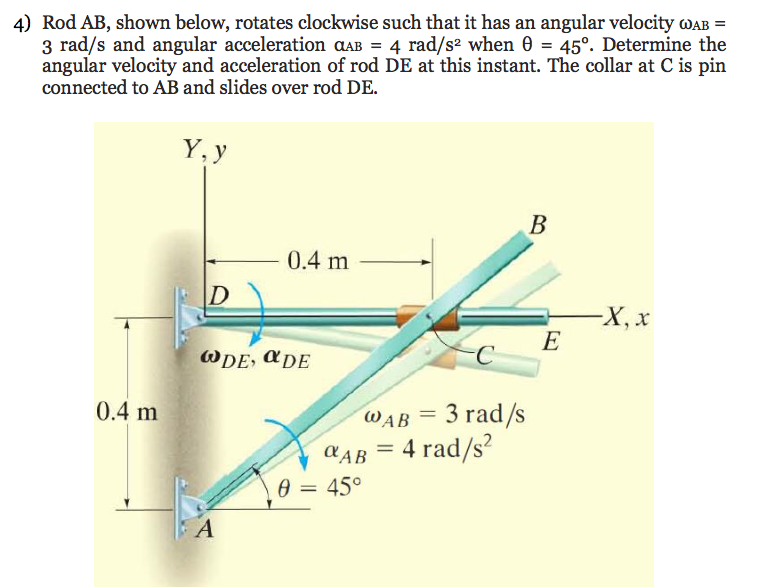 Solved Rod Ab Shown Below Rotates Clockwise Such That It 